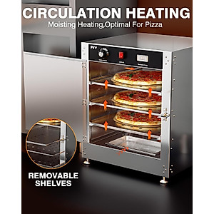 PYY Warming Cabinet 4 Tier 19x19x24 Hot Box Food Warmer for Catering, Countertop Heated Holding Cabinet, Stainless Steel Food Heater Insulated Food Pan Carrier, for Commercial, Kitchen 120V 750W