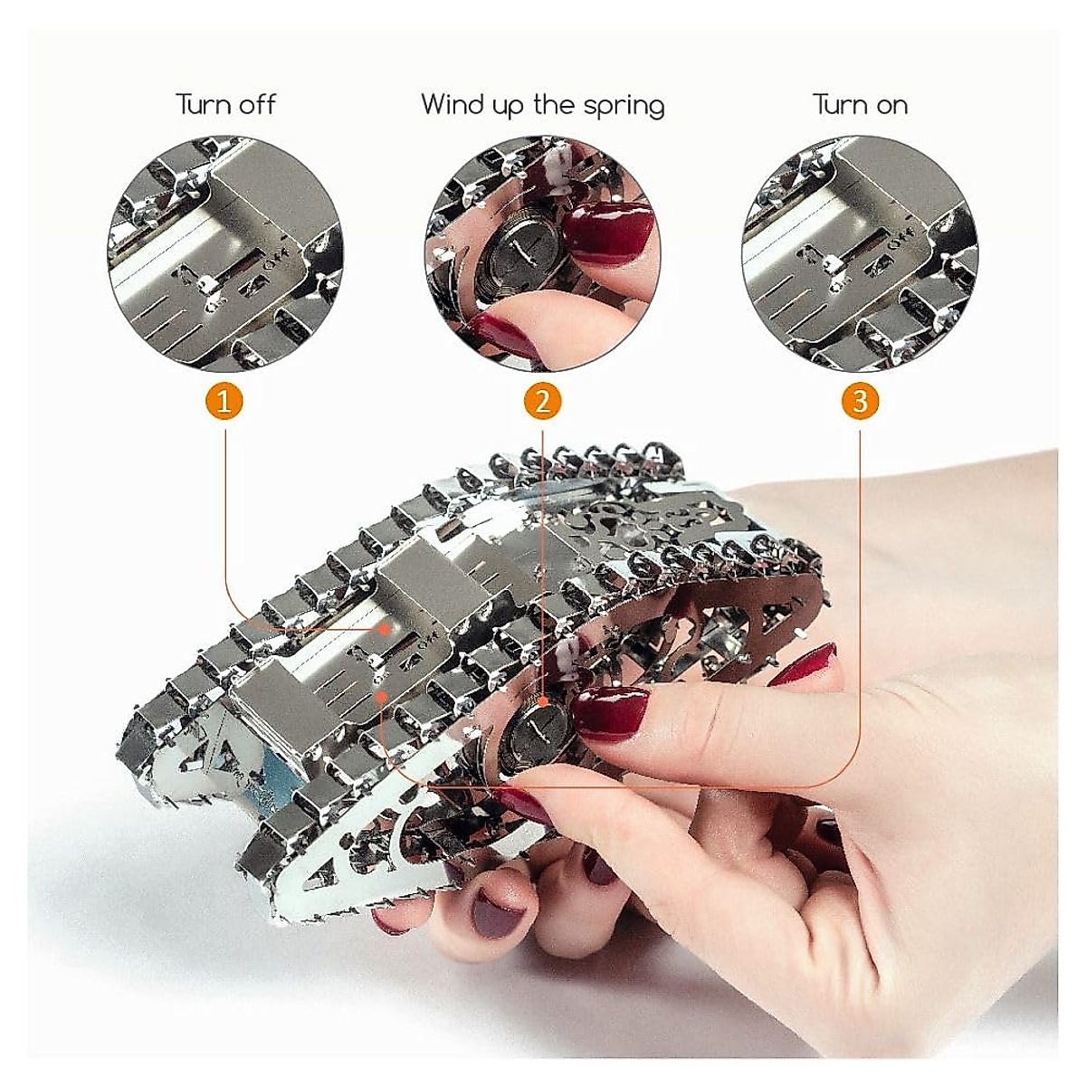 Model Tank Kit Steampunk Dieselpunk Scale Model 3D Model kit Marvel Tank 2 Moving Wind-Up Tank Model 3D Puzzle for Adults Metal DIY Kit Metal Model Collectible Construction Set of a Steampunk Tank