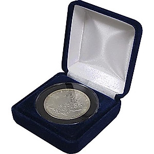 Guardhouse Blue Velvet Coin Display/Gift Box for One Extra Large/Air Tite “I” Capsule