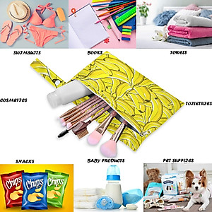 visesunny Yellow Banana 2Pcs Wet Bag with Zippered Pockets Washable Reusable Roomy for Travel,Beach,Pool,Daycare,Stroller,Diapers,Dirty Gym Clothes, Wet Swimsuits, Toiletries