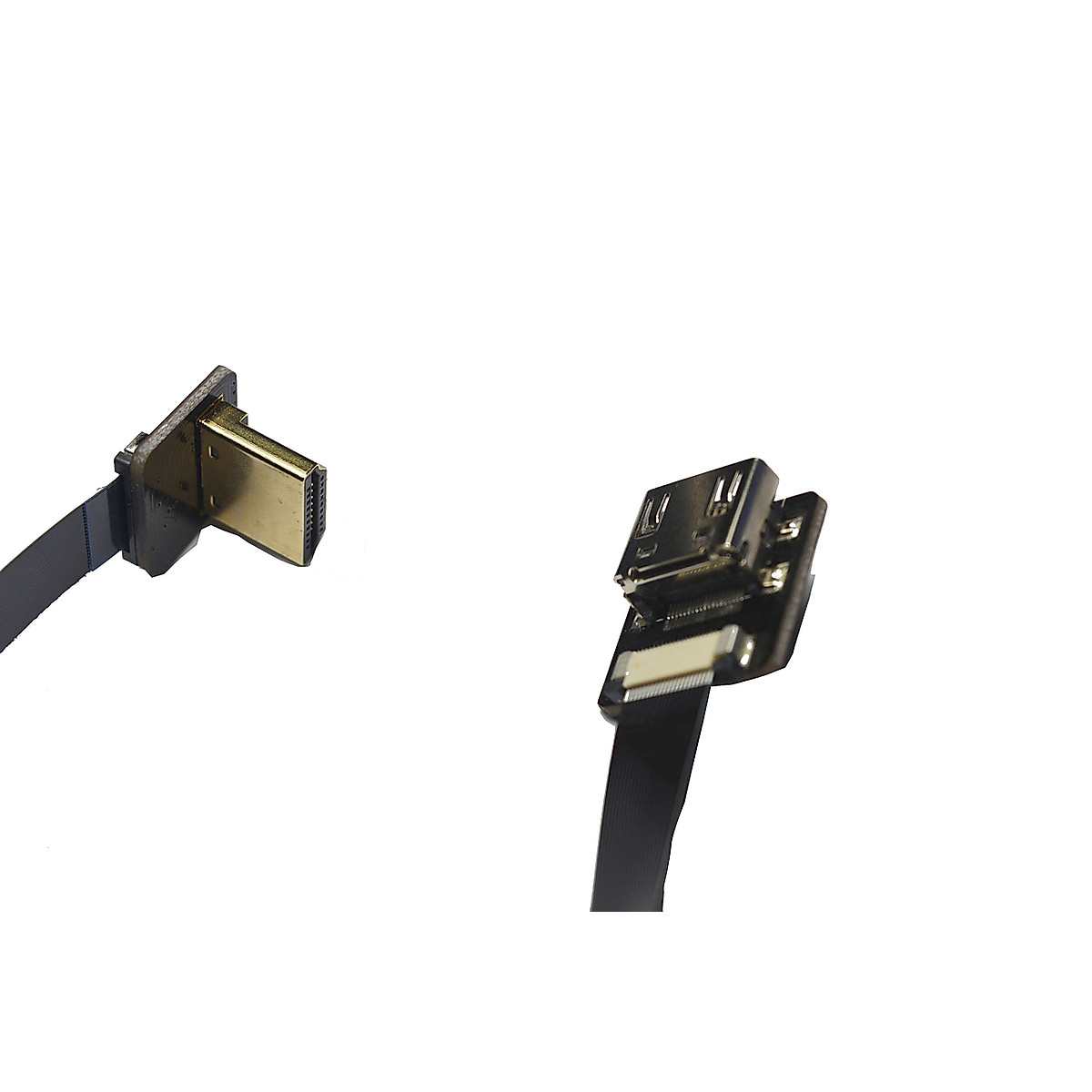 Short Flat Slim Thin HDMI FFC FPV HDMI Cable Standard HDMI Female Plug to Standard HDMI Male 90 Degree Compatible with RED blackmagic BMCC Sony FS7 Canon C300 Black 10cm