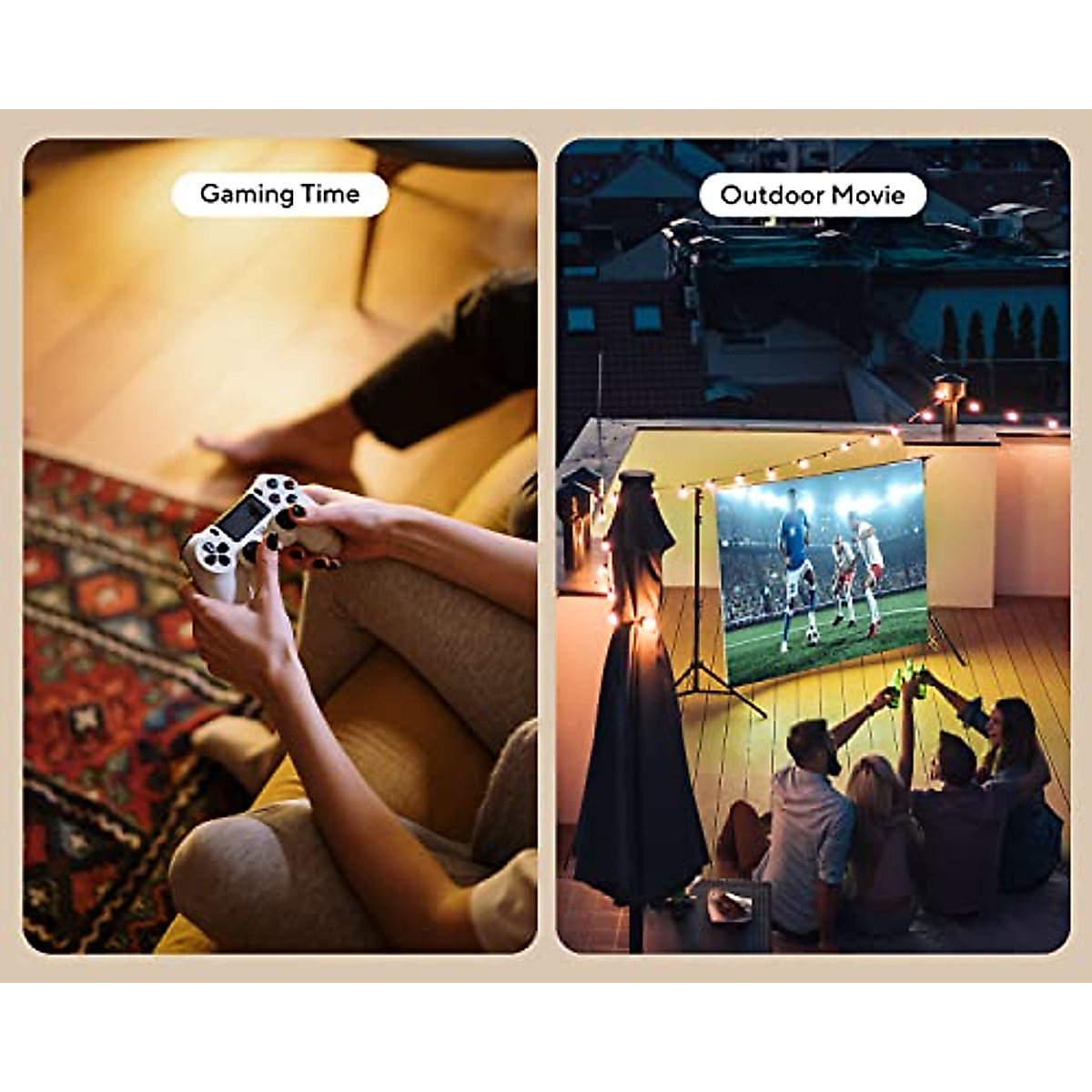 Native 1080P WiFi Projector, AKIYO 300'' Max Phone Projector Support iOS & Android, Portable Mini Movie Projector for Home and Outdoor, Support HDMI, USB, TV Stick, DVD, PS5, Carrying Case Included