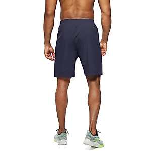 Pudolla Men's Workout Running Shorts Lightweight Gym Athletic Shorts for Men with Zipper Pockets (Navy Blue X-Large)