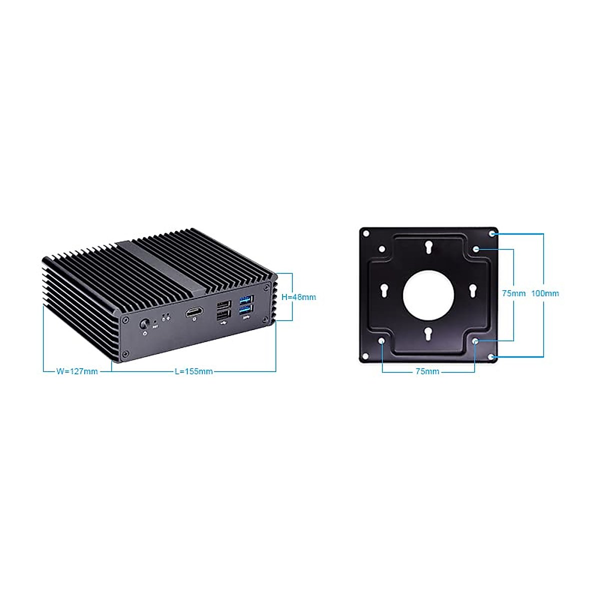 Qotom-Q750G5-S08 Router Mini PC Intel Celeron J4125 AES-NI 5X Intel I225-V 2.5G LAN Quad Core (8G DDR4 RAM + 128G MSATA SSD)