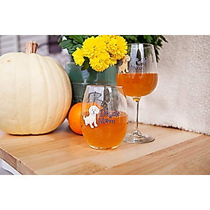 Drinking Divas - Doodle Mom - Stemless Wine Glass - Funny Gifts for Women, Mom, Best Friend, Sister, Girlfriend, Wife, Boss and Cute Dog Lovers - Unique Mother's Day, Birthday and Christmas Gift