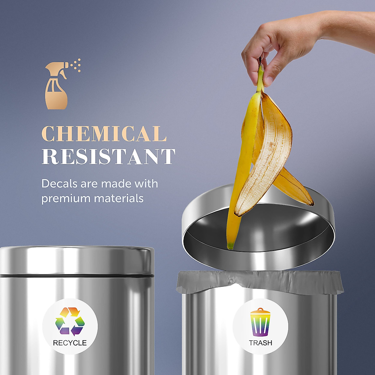 VBAP CORP Recycle Trash Bin Sticker - (Pack of 4) 3" Round Logo Sign Decal Labels Self-Adhesive Vinyl Laminated. Waterproof Indoor and Outdoor (Rainbow)…