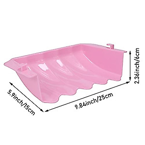 Litewood Rabbit Hanging Hay Feeder Rack Guinea Pig Mess-Free Dispenser Hay Bowl Manger Rack Wall-Mounted for Small Pets Rat Chinchilla Ferret Squirrel Cage Accessories (Pink)