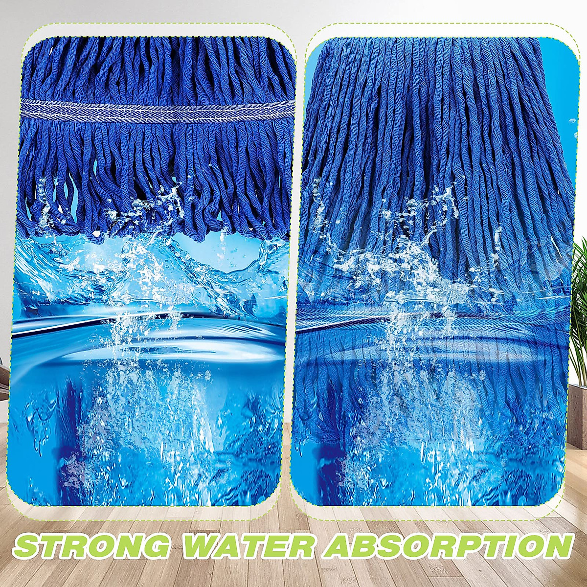 Seewey 20 Pieces Commercial Mop Head Bulk Replacement Floor Cleaning Wet Mop Heads Wet Mop Head Refills Heavy Duty Commercial Mop for Home Industrial Commercial Cleaning