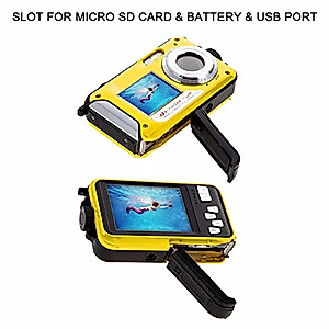 TOUMENY Waterproof Digital Camera, Full Hd 2.7K 48Mp16X Digital Zoom Video Recorder, Self-Timer Dual Screen