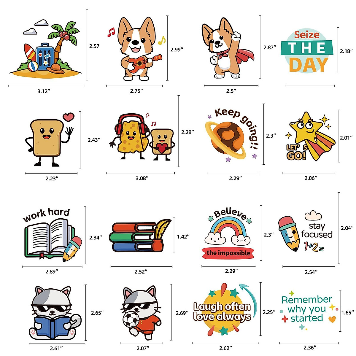 Sontanbao 98PCS Cute Water Bottle Stickers for Kids, Stickers for Water Bottles, Waterproof Stickers Vinyl Stickers Laptop Stickers Inspirational Stickers Pack