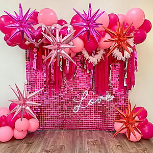 HILAVO 6PCS Star Balloons, 22Inch Huge Hot Pink Red Pink Explosion Star Balloon Foil Spike Balloons Star Cone Balloons for Girls Women Birthday Bridal Shower Valentine's Day Party Decorations