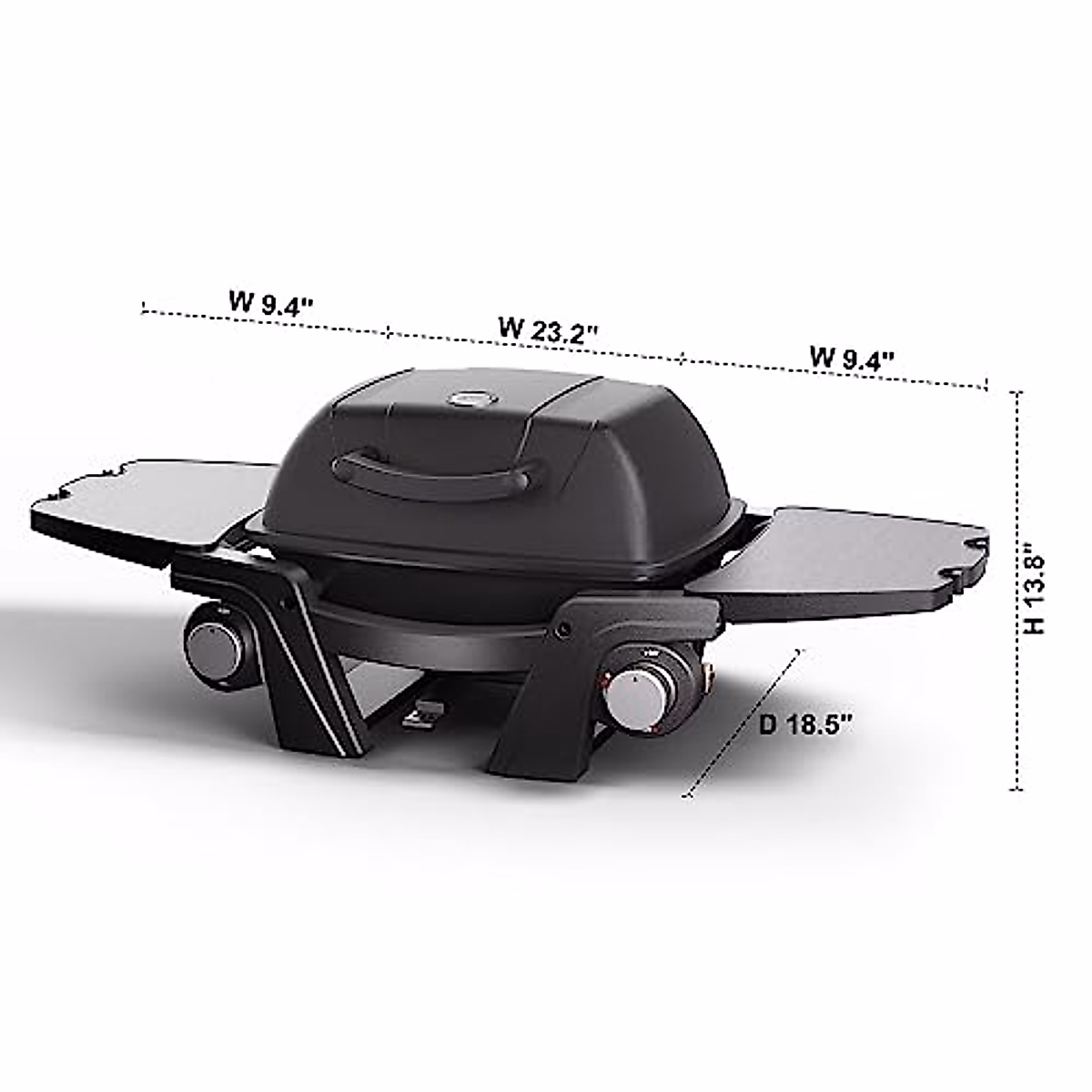 Barpecyou Portable Gas Grill, 2-Burner Small BBQ Propane Grills Tabletop Gas Grill Outdoor Camping Grill 24000 BTU, Detachable Side Tables,Built in Thermometer, Black