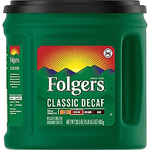 Folgers Classic Decaf Medium Roast Ground Coffee, 30.5 Ounces (Pack of 6)