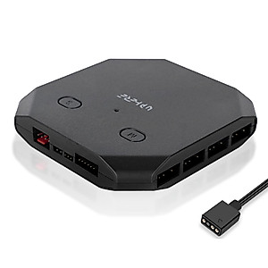 novonest Fan Hub,PWM 4PIN&5V 3PIN Addressable RGB Fan Controller,Powering Up to 14 Fans,with SATA Interface Power Supply,Reset Button line,FH14-5V