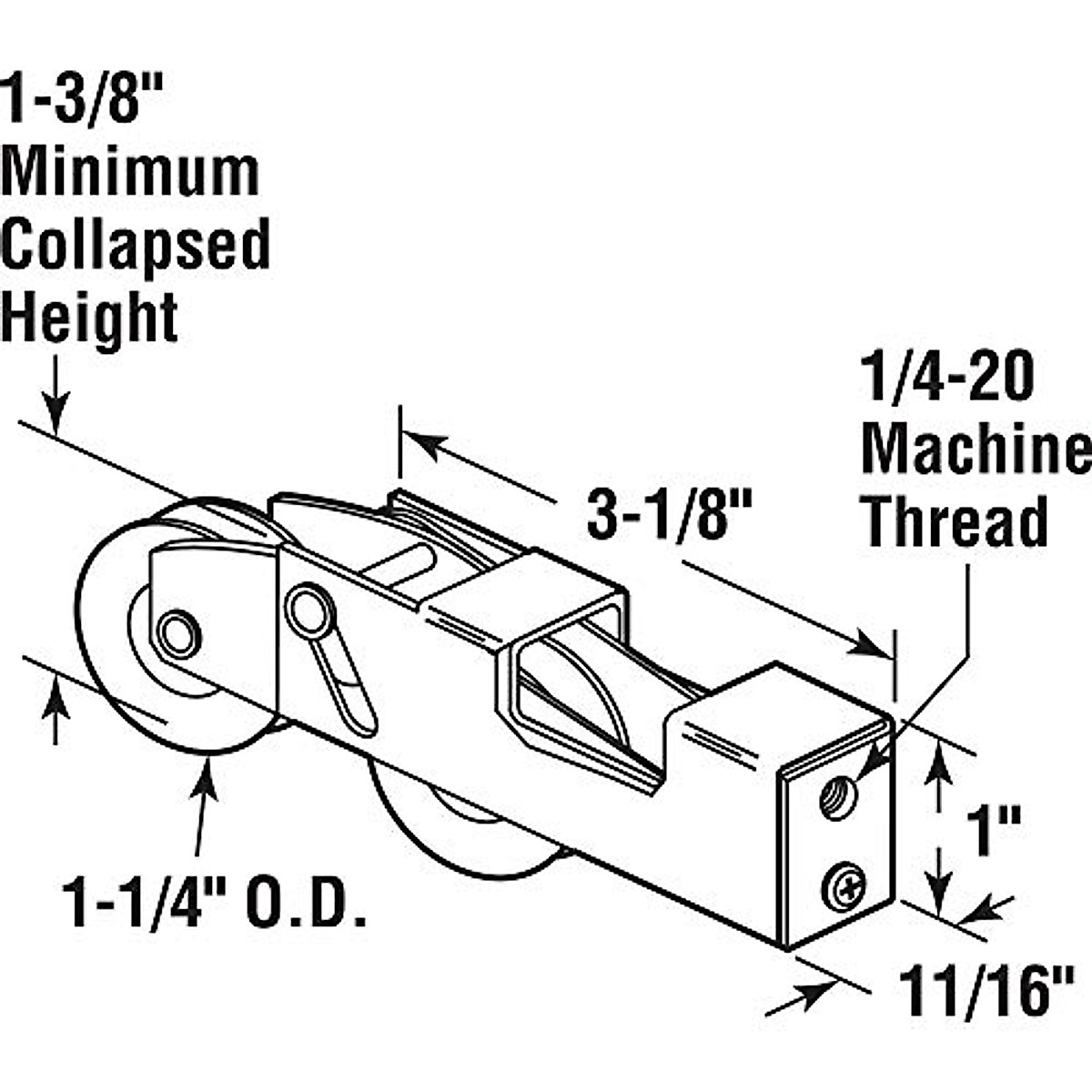 Prime-Line D 1858 Steel Sliding Door Roller Tandem Assembly with 1-1/4 Inch Steel Ball Bearing, Golden, Set of 1