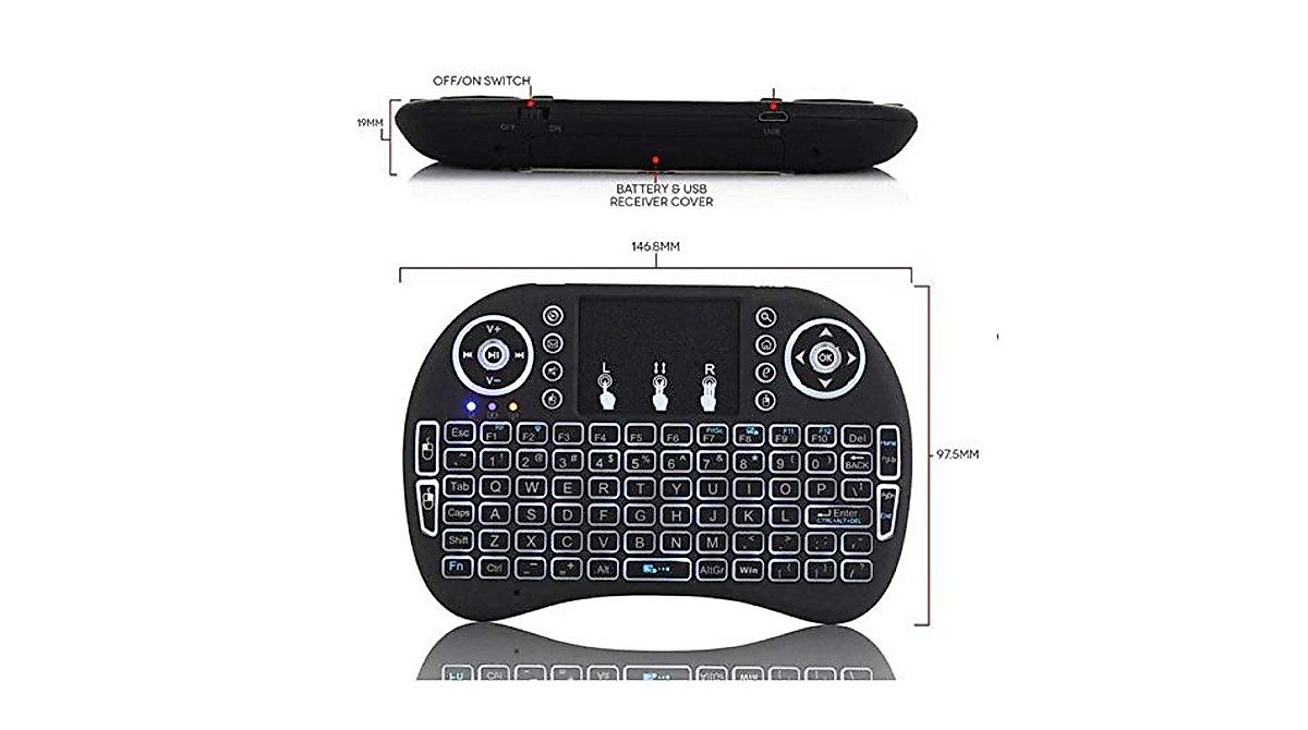 Mini Keyboard i8 Wireless w/ Touchpad & Air Mouse for Smart TV/PC