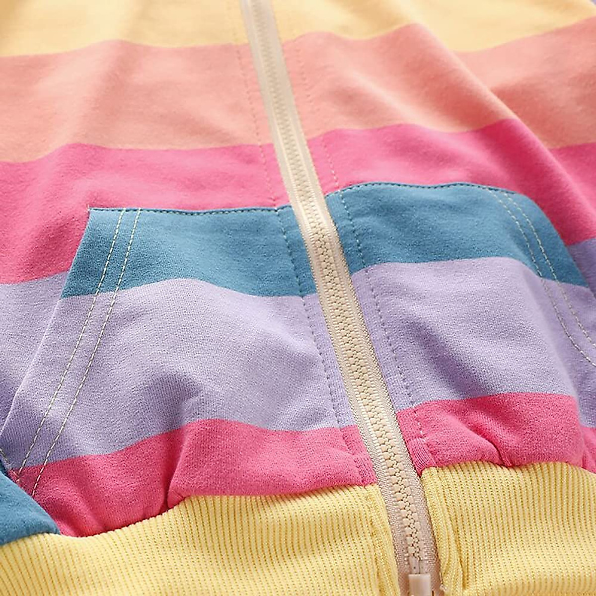 DDSOL Toddler Girls Zip-up Hoodie Jacket Rainbow Sweatshirts Long Sleeve Shirt Kids Playwear Clothes Size 3T 4T