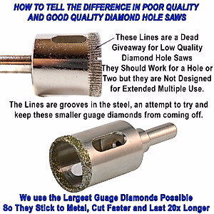 1/4" Diamond Drill Bit for Porcelain Tile Drill Bit 1/4 in x3 Tile and Glass Drill Bit 1/4 in Diamond Tip Bit with Guide Holds in Place SO NO Jumping 1/4 Porcelain Tile Drill Bit for Ceramic Tile 6mm