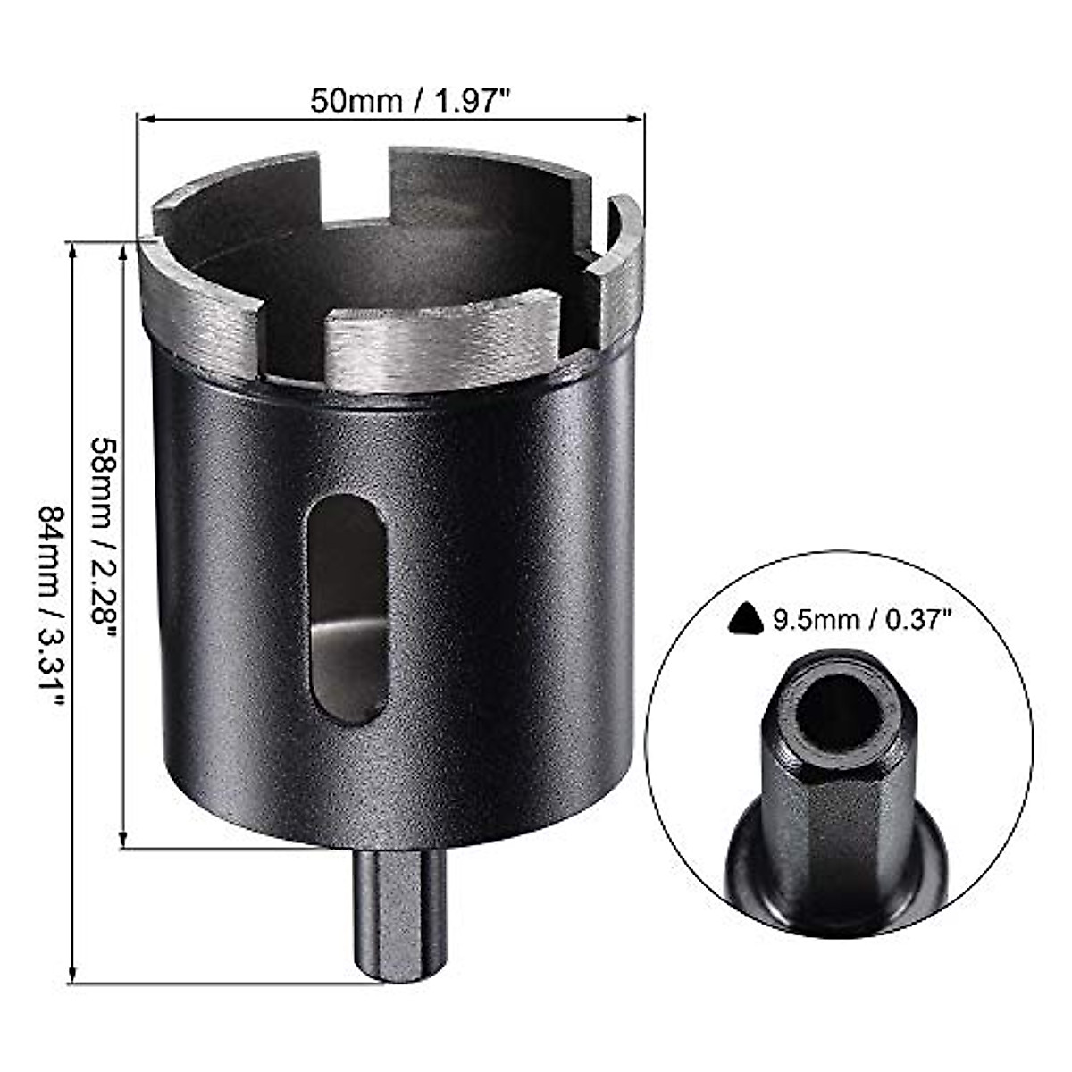 uxcell 50mm Diamond Core Drill Bits Dry or Wet Hole Saws for Hard Concrete Brick Block Masonry Stone Tile Glass