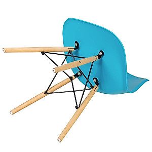 HAPPYGRILL DSW Chairs Set of 4, Pre Assembled Dining Chairs with Wood Legs Plastic Seat, Armless Kitchen Chairs Shell Lounge for Dining Living Room