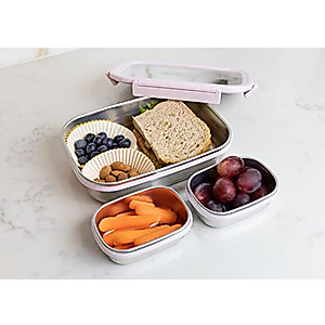 MIRA 3 Set Food Storage Containers with Lids, Stainless Steel Reusable Lunch & Food Nesting Containers, Candy Pink