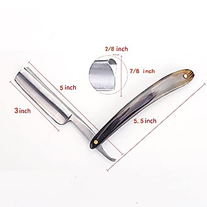 Zertone Straight Razor Shaving Kit with Horn Scale - Straight Razors for Men, Sharp 440C Stainless Steel Blade Straight Edge Razor, Includes Stropping Cloth and Brush