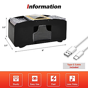 FONBEAR 2 Deck Automatic Card Shuffler - USB & Battery-Operated Electric Shuffler (Playing Card Included) - Great for Home & Tournament Use for Classic Poker & Trading Card Games