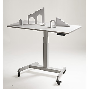 OCOMMO Spacious and Automatic Height Adjustable 47.3 Inch Mobile Workstation Table for Home Office or Office Desk, Sit to Stand Up Tabletop Computer and Monitor Desk, White