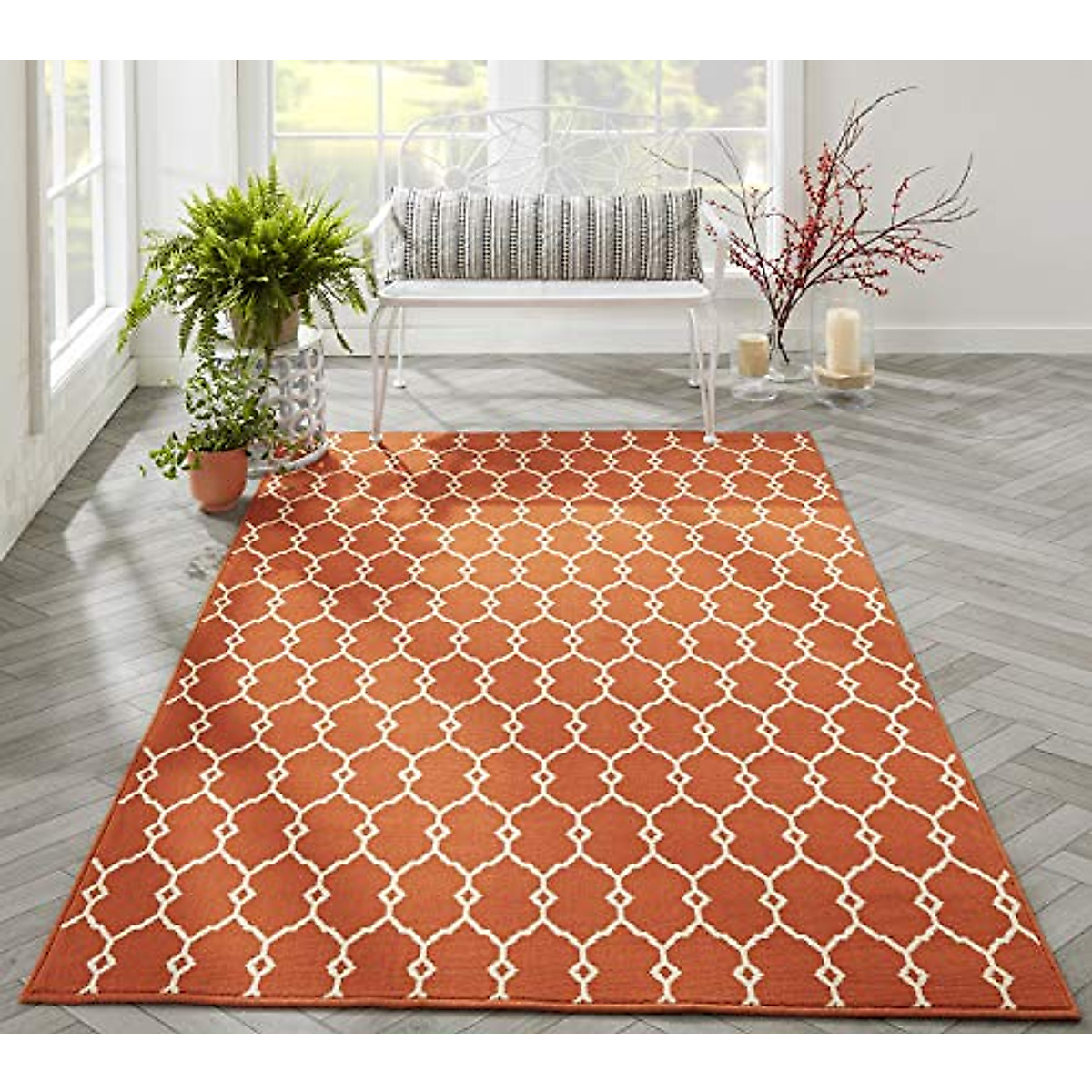 Momeni Rugs , Baja Collection Contemporary Indoor & Outdoor Area Rug, Easy to Clean, UV protected & Fade Resistant, 2'3" x 4'6", Orange