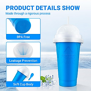 Slushy Maker Cup - TIK TOK Quick Frozen Magic Cup, Double Layers Slushie Cup, DIY Homemade Squeeze Icy Cup, Fasting Cooling Make And Serve Slushy Cup For Milk Shake, Smoothies, Slushies (350 ml, 2)
