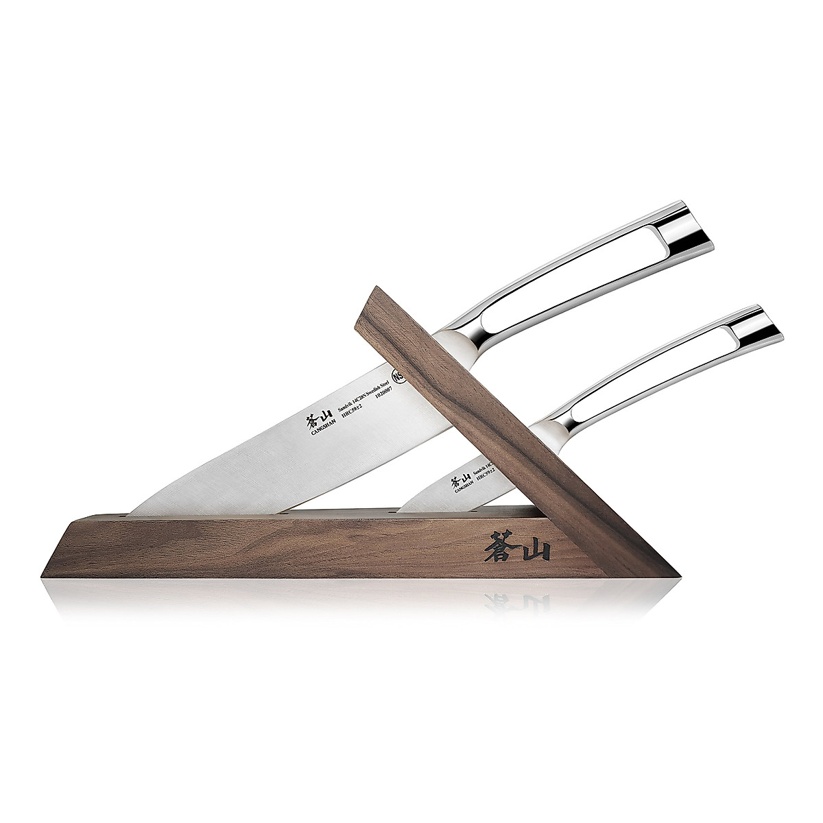 Cangshan 1021240 TAI triangle Walnut Wood Knife Block, Two Slots