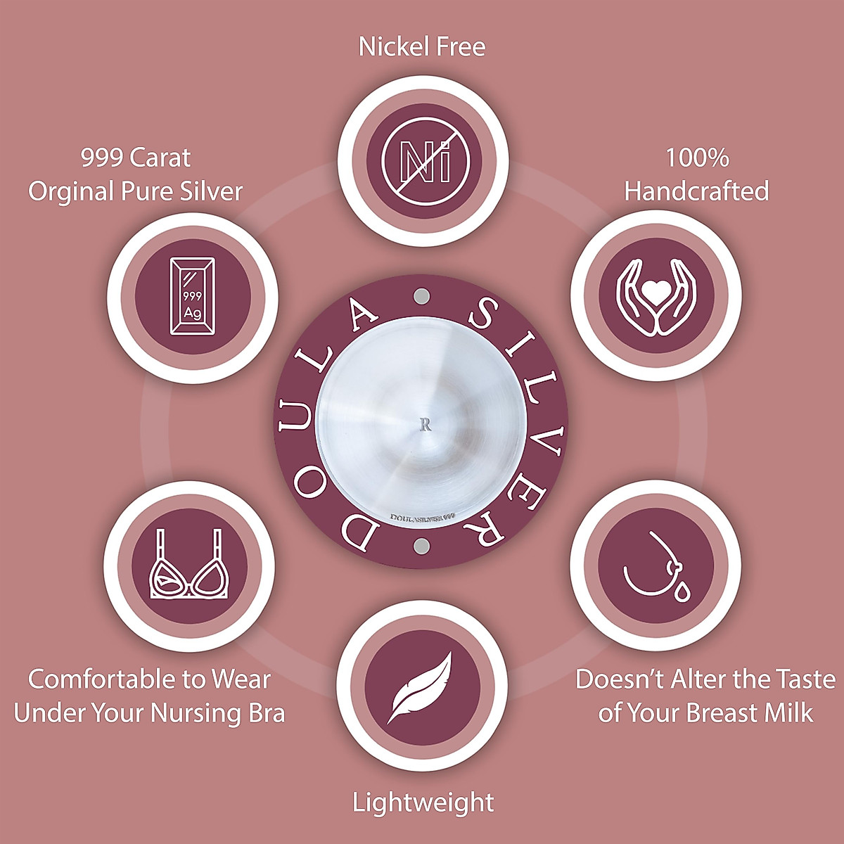 Doulasilver The Original Silver Nursing Cups - Breastfeeding Essentials - Nipple Shield - Breast Feeding - 999 Pure Silver - Nipple Shields for Nursing Newborn - Newborn Essentials Must-Haves