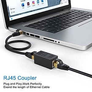 URELEGAN RJ45 Coupler 2-Pack, Ethernet Coupler, RJ45 in Line Female to Female Connector for Cat7/Cat6/Cat5e/Cat5 Ethernet Cable Extender (Protable Size: 34mm*21mm*20mm)