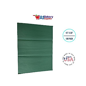 Forest Green Tissue Paper 15 Inch X 20 Inch - 100 Sheets Premium Quality Tissue Paper by A1 bakery supplies Made in USA