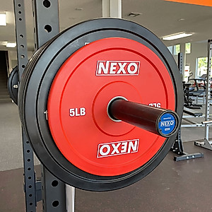 NEXO 5LB Red Rubber Bumper Plate Pair - Premium Matte Finish 2x 5LB Cross Training Weight Plates