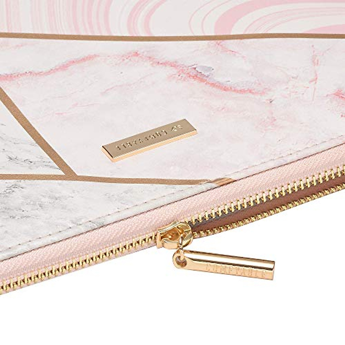 Comfyable Tablet Sleeve Compatible for iPad Pro 12.9 inch M2 2022 M1 2021 2020 & Smart/Magic Keyboard with Pencil Holder - PU Leather Bag Waterproof Slim Protective Cover Case - Geometric Marble