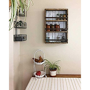 Mansfield Cabinet No. 103 - Solid Wood Spice Rack Cabinet Antique White/Cascade Blue