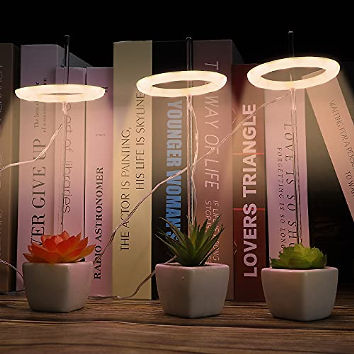 Atrusu Grow Lights for Indoor Plants, Full Spectrum Plant Grow Lights with 3 Head, Plant Halo Lights for Succulent Plants Growth, Seeding, Nepenthes, Idea for Small Plant Home Office