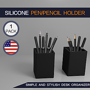Silicone Pen And Pencil Holder For Desk，5mm Thick Silicone Pen Holder For Keeping Your Workspace Tidy And Organized，A Practical Design And Must-Have Pen Holder For Your Desktop Needs (1 PACK BLACK)