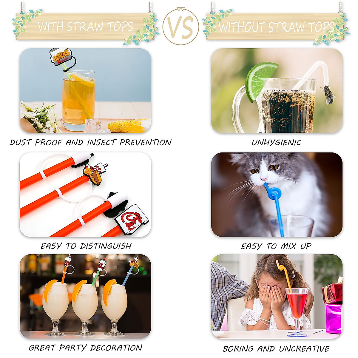 Straw Cover Cap,Reusable Drinking Straw Toppers,Straw Covers for Stanley Cup 30&40 Oz Tumbler Straw Accessories Splash Straw Protector Portable Dust Straw Caps Decoration(8Pcs