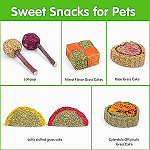 VESPRO Bunny Toys for Rabbits Hamster/Guinea Pig Toys Natural Timothy Hay Sticks Chew Treats and Balls for Rabbit, Bunny, Chinchilla, Guinea Pig, Hamster, Bunny Teeth Care