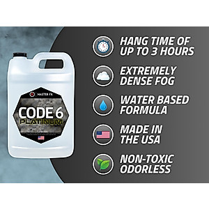 Code 6 Platinum ® - Extreme High Density - Extremely Long Lasting - HDF Organic Fog Machine Fluid, USA Made, Water Based - 1 Gallon