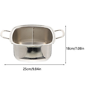 SHERCHPRY Pan Divider Stainless Steel Cookware Hot Pot with Divider Shabu Shabu Hot Pots Stainless Steel Pot for Induction Cooktop Gas Stove M Stainless Steel Wok Supplies