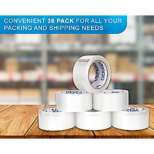 Vergo Industrial Heavy Duty Clear Packing Tape 2.7mil for Moving Packaging Shipping and Office (36 Pack)