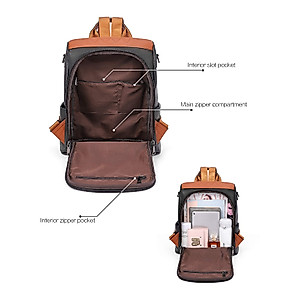 Telena Backpack Purse for Women, PU Leather Anti Theft Travel Purse Shoulder Bags with Tassel Contrast Black