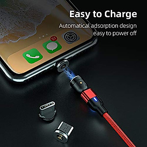 Bojianxin 540° Rotation Magnetic Charging Cable（7-Pack, 1.6ft/3.3ft/3.3ft/6.6ft/6.6ft/10ft/10ft） Magnetic USB Cable, 3 in 1 Magnetic Phone Charger Compatible with Micro USB, Type C etc