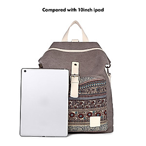 ArcEnCiel Women Girl Backpack Canvas Rucksack Shoulder Bag (Gray)