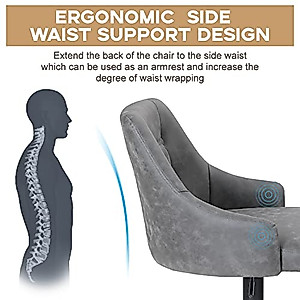 ALPHA HOME Swivel Bar Stool Adjustable Airlift Counter Height Bar Stool Kitchen Dining Cafe Hydraulic PU Leather Bar Chair with Padded Back and Black Chromed Metal Base, Grey,1PC