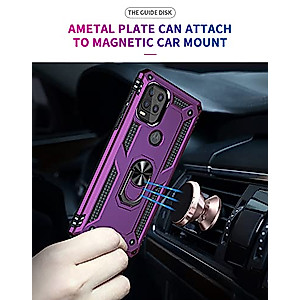 PUSHIMEI for Moto G Stylus 5G Case, Military Grade Heavy Duty Protection Phone Case Cover with HD Screen Protector Magnetic Ring Kickstand for Motorola Moto G Stylus 5G 2021 (Purple Military Case)