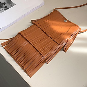 Sunwel Fashion Triple Layers Fringe Cell Phone Bag Mini Tassel Purse Crossbody & Shoulder Bag for Girls Women